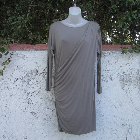 Theory | Dresses | Theory Gray Diagonal Drape Knit Dress M | Poshmark